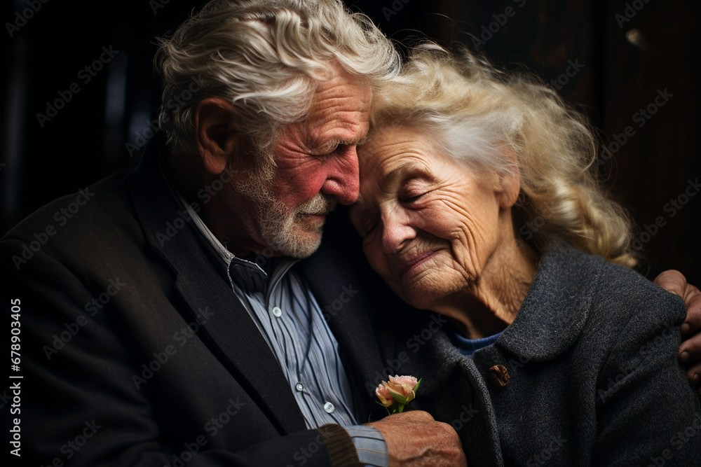 The enduring warmth and affection between an elderly couple, captured ...