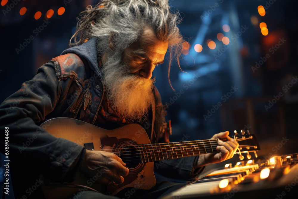 A portrait of a musician lost in the rhythm, highlighting the passion ...