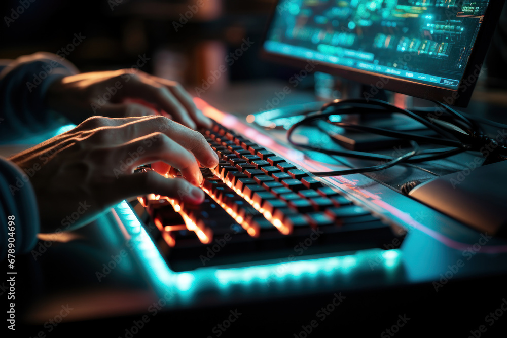 A close-up of a person's hands typing on a keyboard, symbolizing the ...
