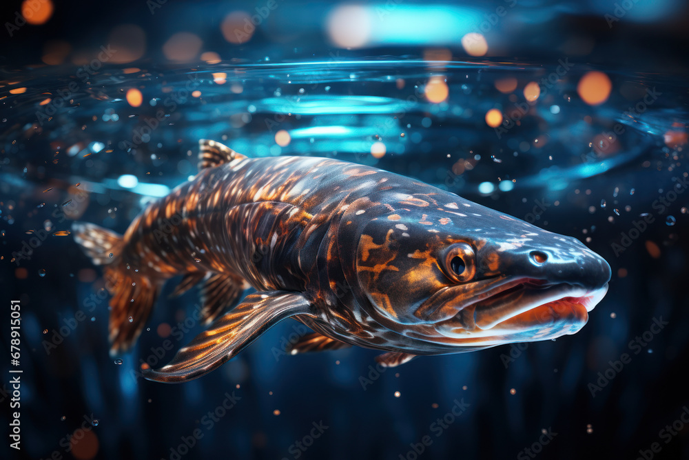 An electric eel swimming in water, highlighting the unique abilities of ...