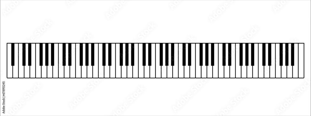 Proportionate vector illustration of full length 88 keys piano keyboard ...