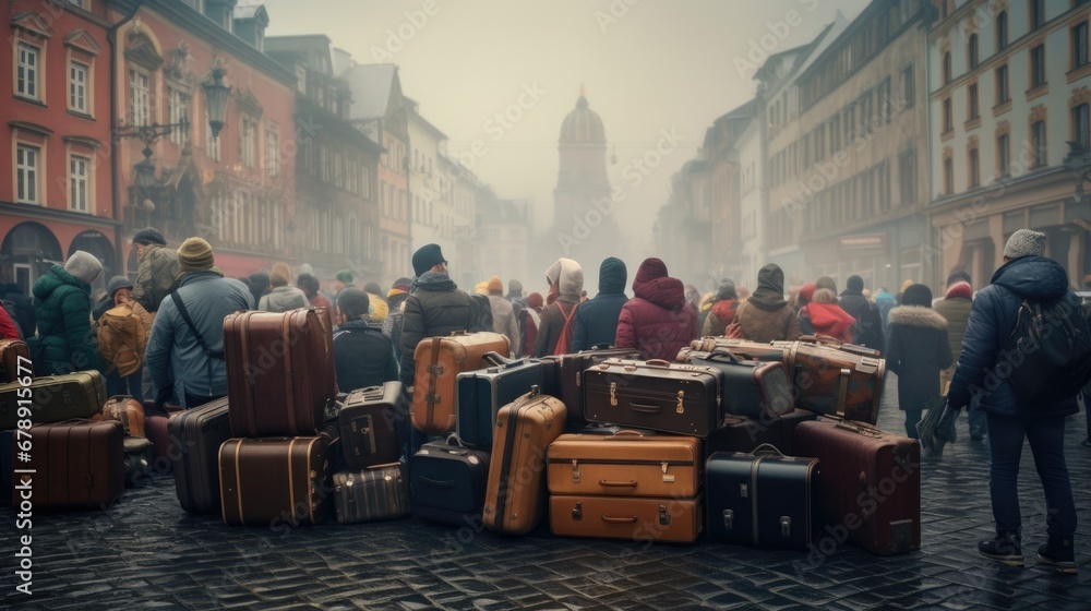 Modern world problem refugees, displaced immigrants emigrants, war ...