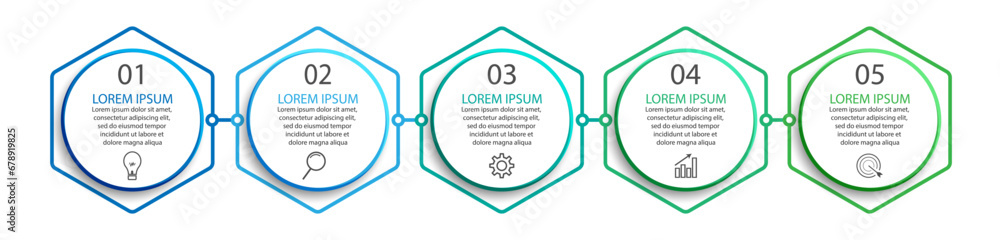 simple infographic business vector with 5 interconnected parts with ...