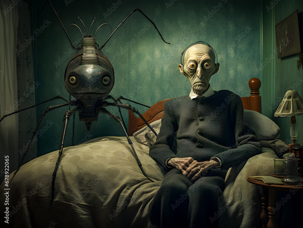 Poster Metamorphosis of a Man with Insect Head - AI Art – Wall Art ...