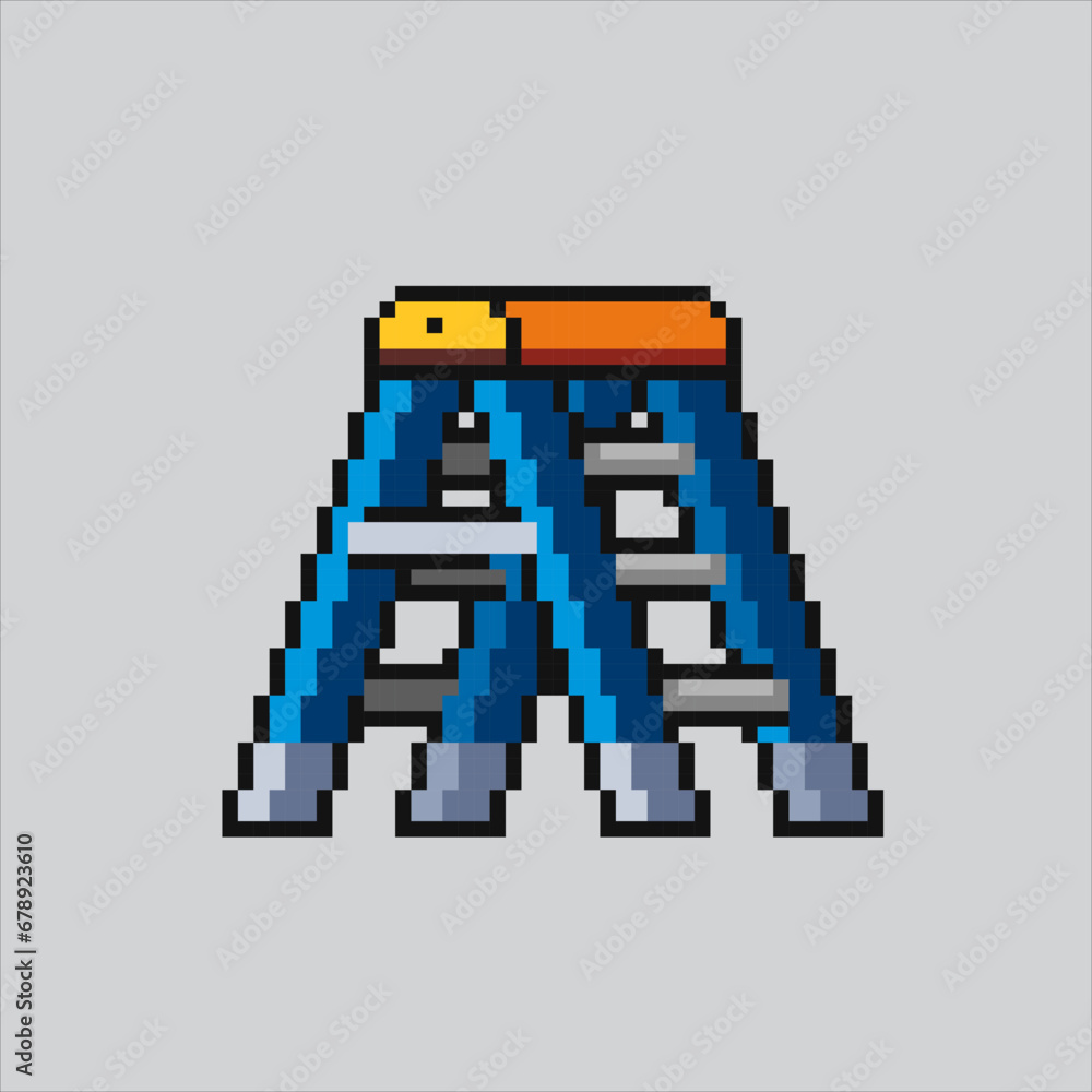 Pixel art illustration Ladder. Pixelated Ladder. Wood Iron climbing ...