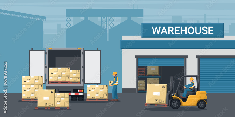 Warehouse with industrial metal racks and shelves for pallet support ...