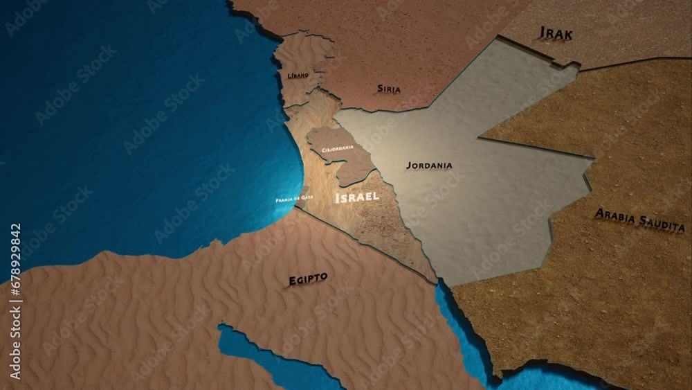 Israel - Infografía estilizada de mapa politico y países vecinos. High ...