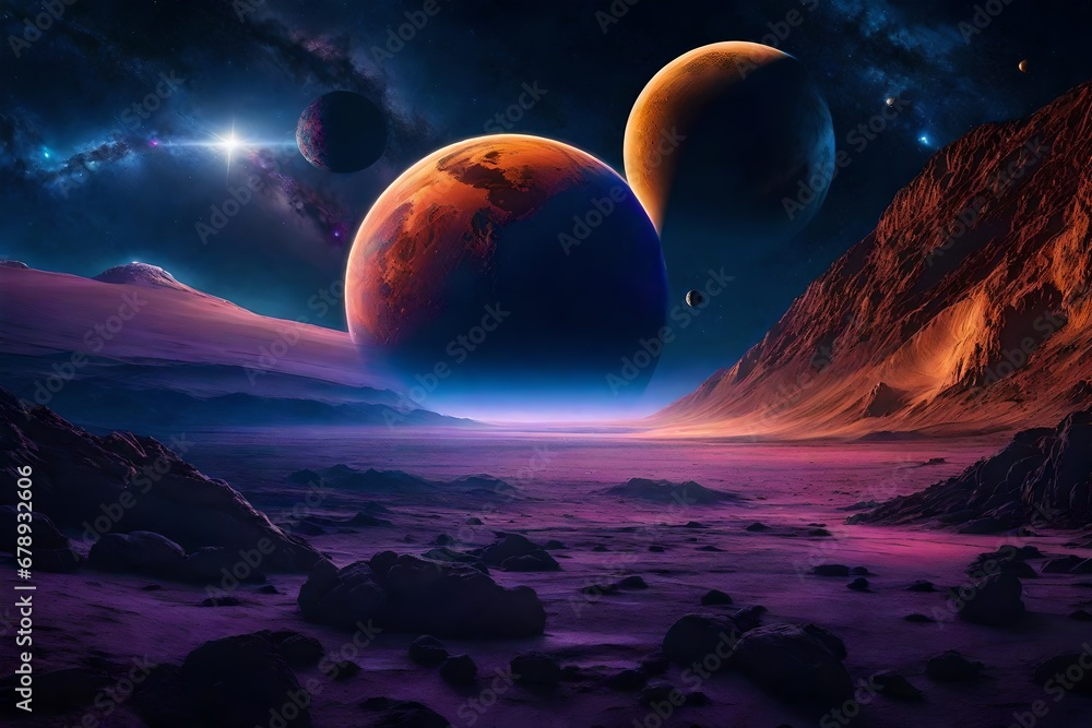 Stellar scenery, galaxies, planets, space, futuristic world, space ...