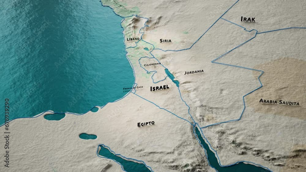 Israel - Infografía estilizada de mapa político y países vecinos. High ...