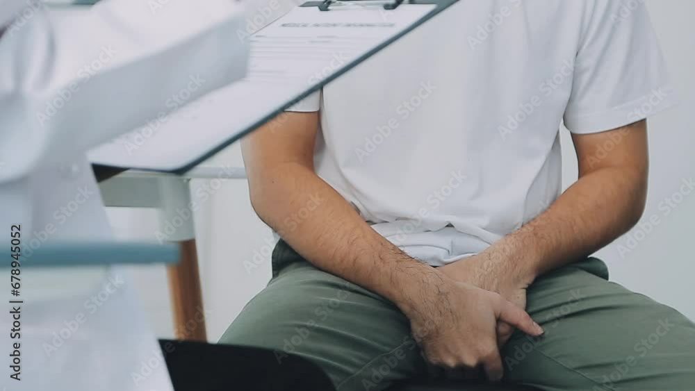 Man with benign prostatic hyperplasia being examined and consulting ...