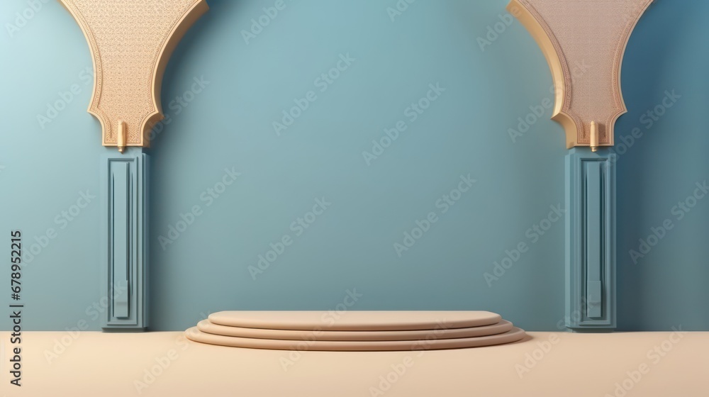 Islamic podium background with pastel color for product presentation ...