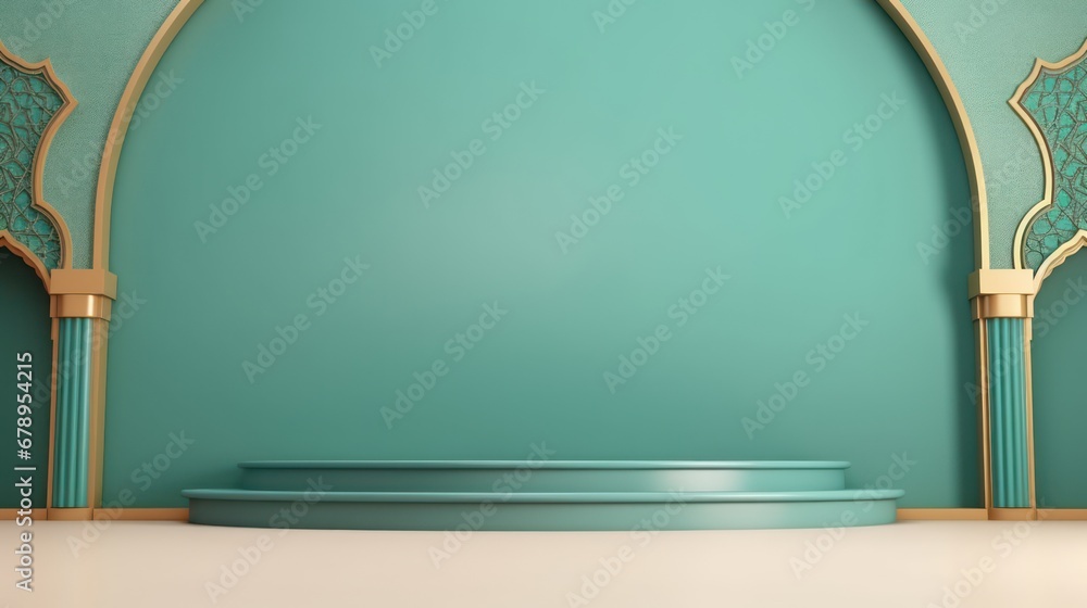 Islamic podium background with pastel color for product presentation ...