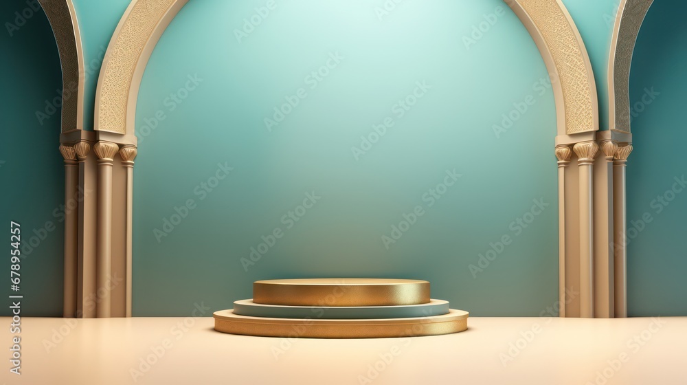 Islamic podium background with pastel color for product presentation ...