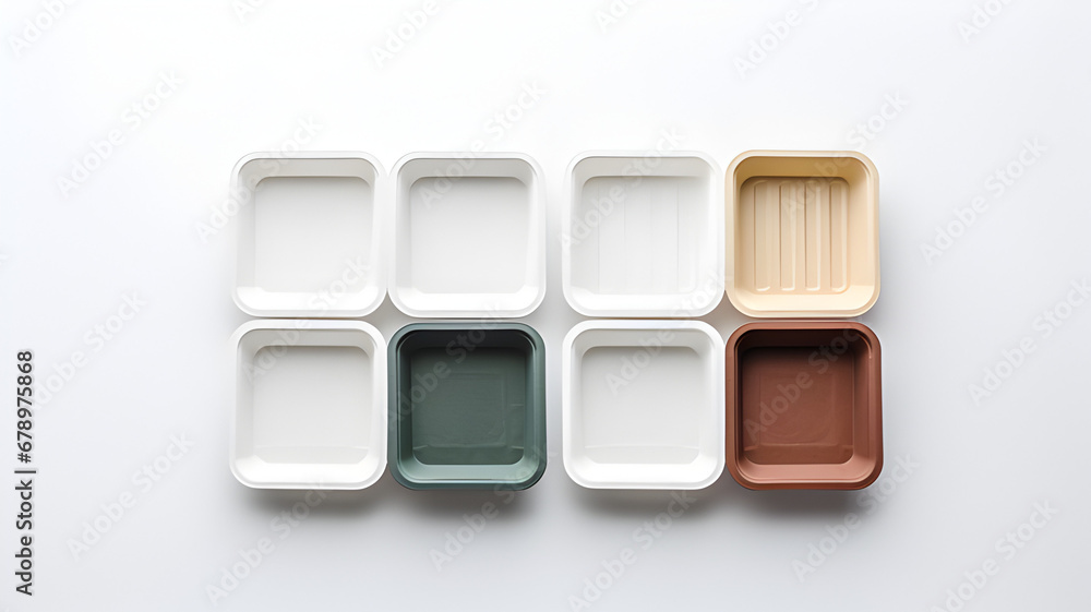 molded pulp packaging types nature, on a white background studio mockup ...