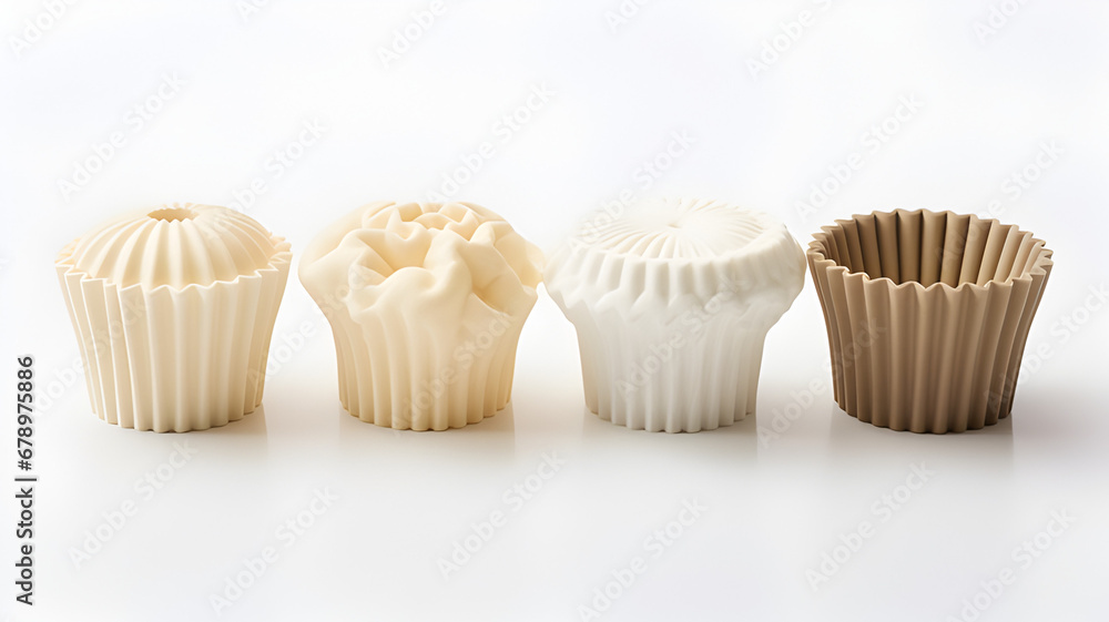 molded pulp packaging types nature, on a white background studio mockup ...
