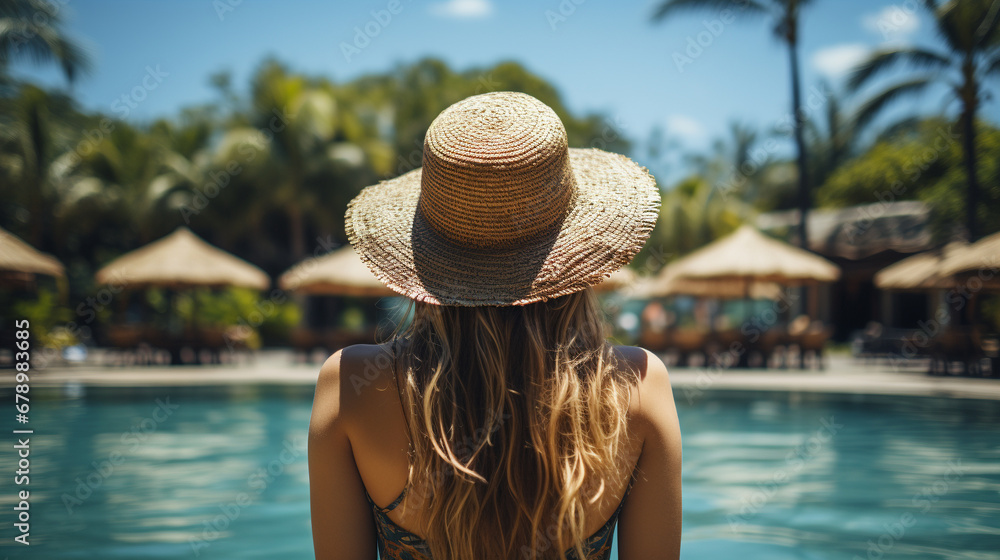 woman relaxing in pool HD 8K wallpaper Stock Photographic Image Stock ...