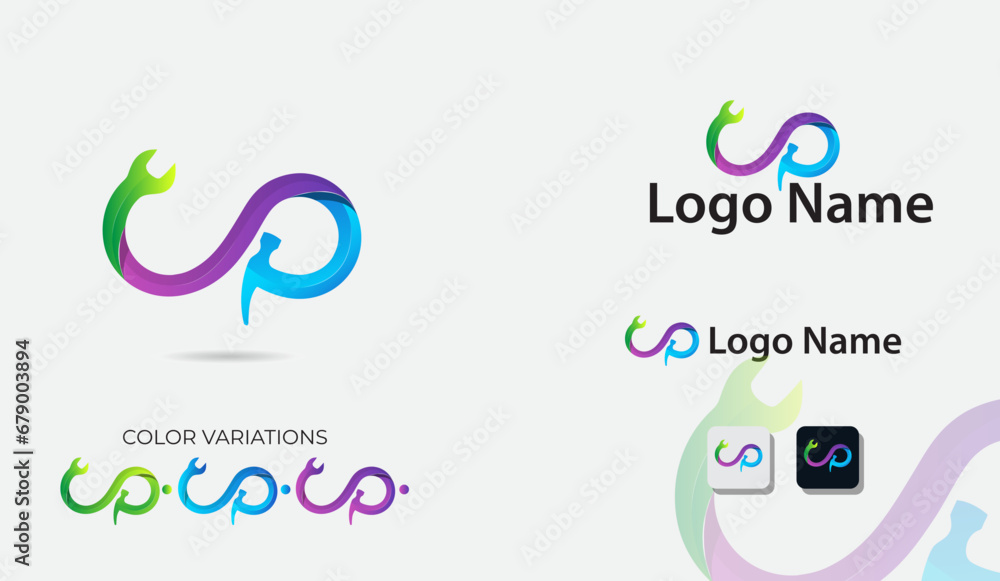 Infinity repair logo design. Infinity service logo design template. Colorful logo. Hummer ...