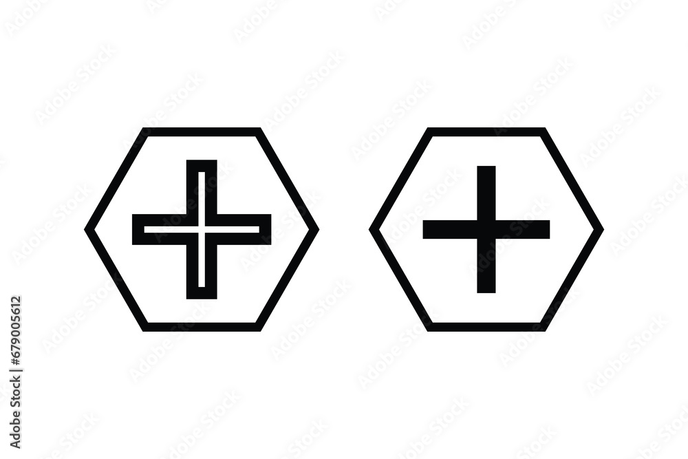 Plus icon simple vector perfect illustration, positive sign line art ...