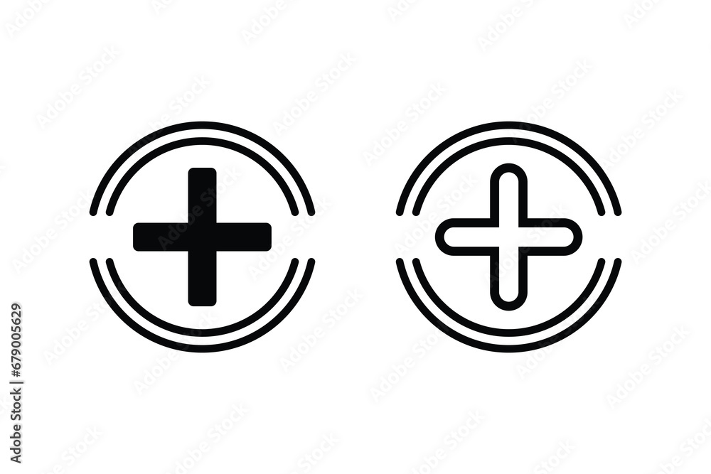 Plus icon simple vector perfect illustration, positive sign line art ...