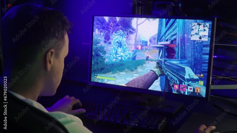 Playing the competitive digital game esports tournament. Gamer fighting ...