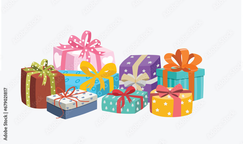 Gift box cartoon vector set. Present box cartoon vector set. Gift box ...