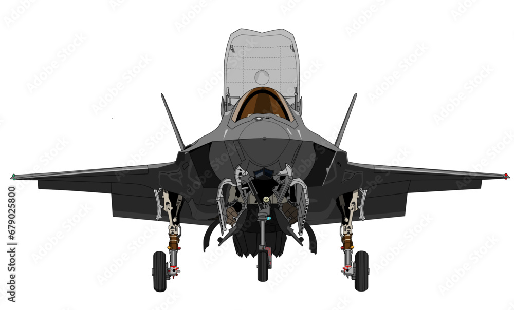 Lockheed Martin F-35B Stealth Fighter Vertical Take Off Editable Vector ...