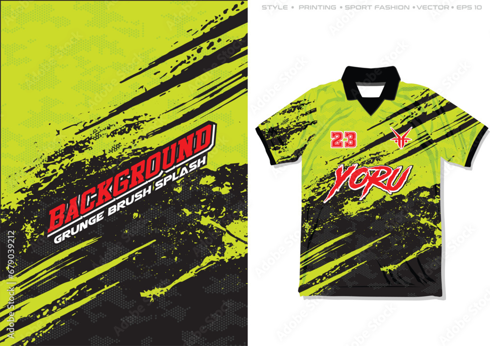 black lime green brush grunge sublimated jersey design paint splash ...