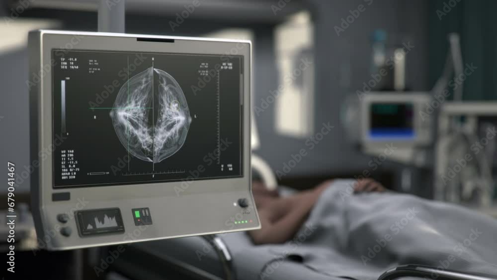 Stockvideon X-ray screening of the patients breast at the hospital ward ...