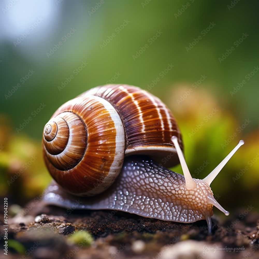 Stunning drawing of realistic snail front, animal planet, full-length ...