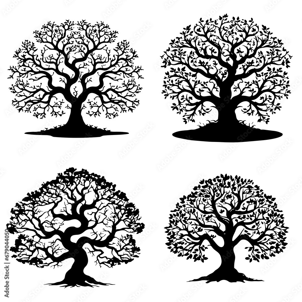 tree silhouette, tree vector, tree illustration, tree svg, leaves png ...