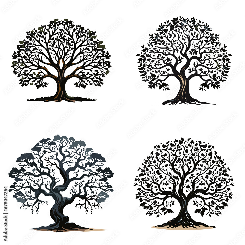 tree silhouette, tree vector, tree illustration, tree svg, leaves png ...