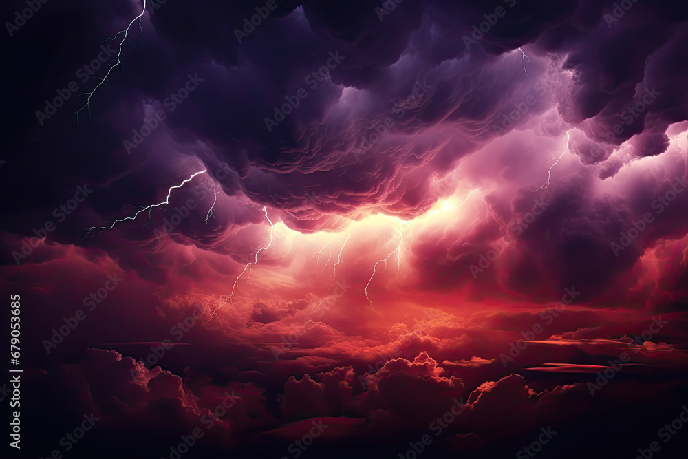 Stormy maroon sky with mystical clouds Stock Photo | Adobe Stock
