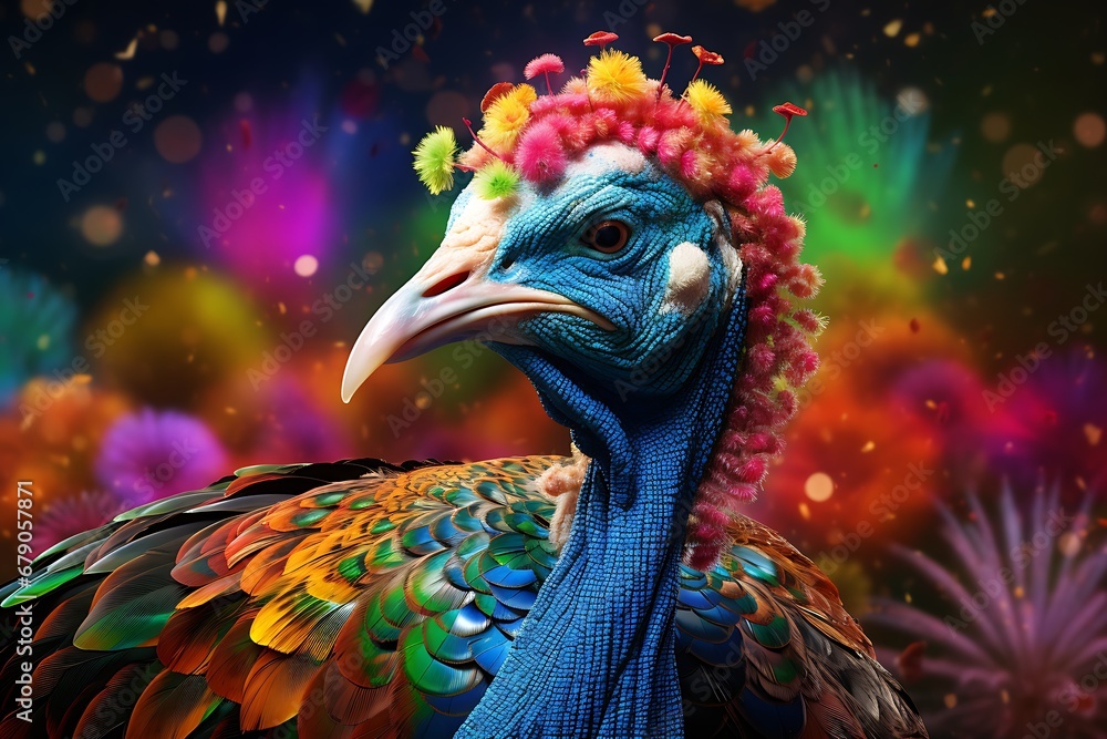 Vivid Plumage: Admiring the Beauty of a Colorful Turkey Display ...