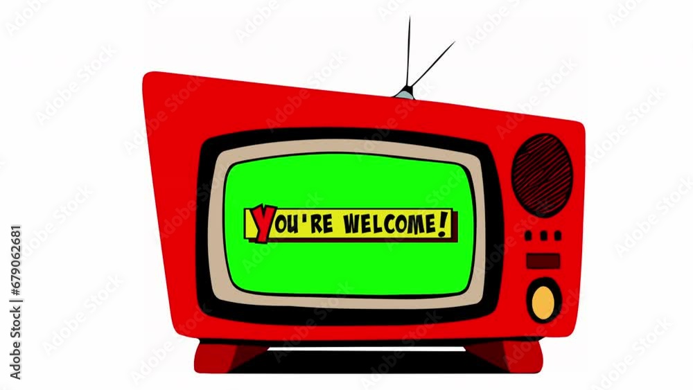 Animation of a vintage tv with a comic strip box appearing inside the ...