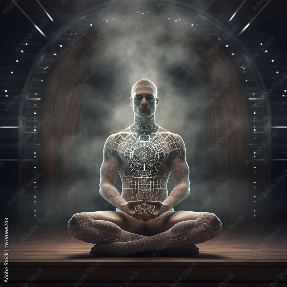Transcendental serenity captured in an image—a human body immersed in ...