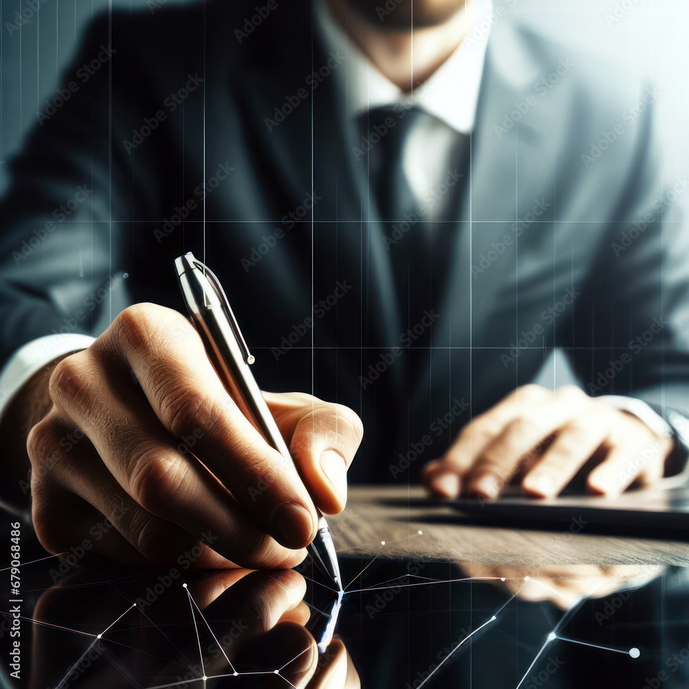Hands of a businessman signing some documents, transaction concept ...