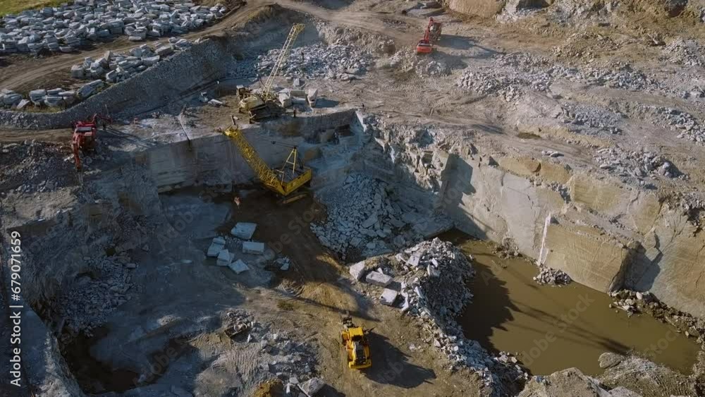 Vidéo Stock Aerial Flight Over Mineral Stone Mining Quarry With ...