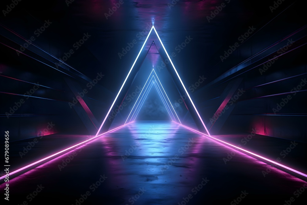 Sci Fi Futuristic Asphalt Cement Road Double Lined Concrete Walls ...