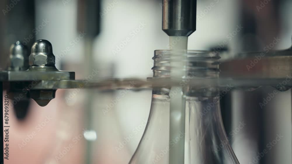 Close Up Of Tube Pouring Milk Automated Industrial Machine Equipment ...