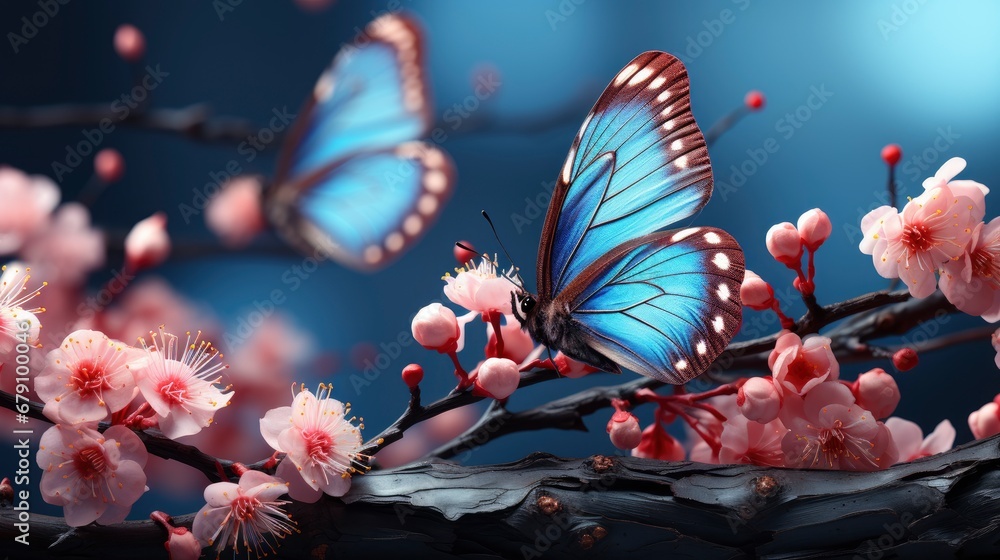 Blossom Tree Over Nature Background Butterfly, HD, Background Wallpaper ...