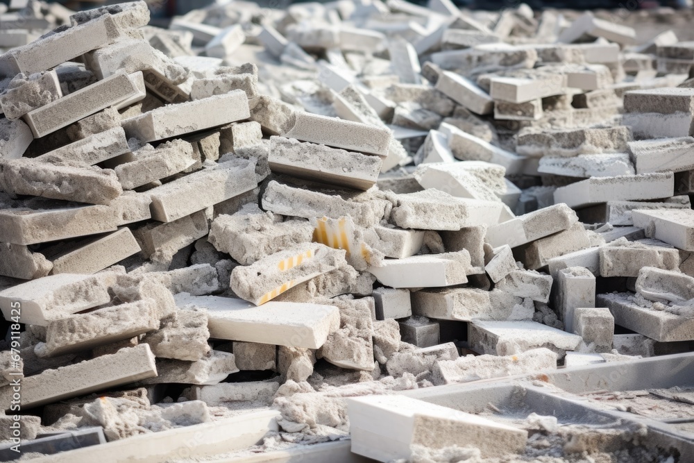 stacks of broken concrete from a demolished building Stock Photo ...