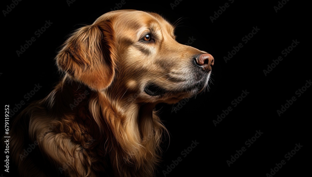 Foto de Golden Retriever profile in a stark contrast of light and ...