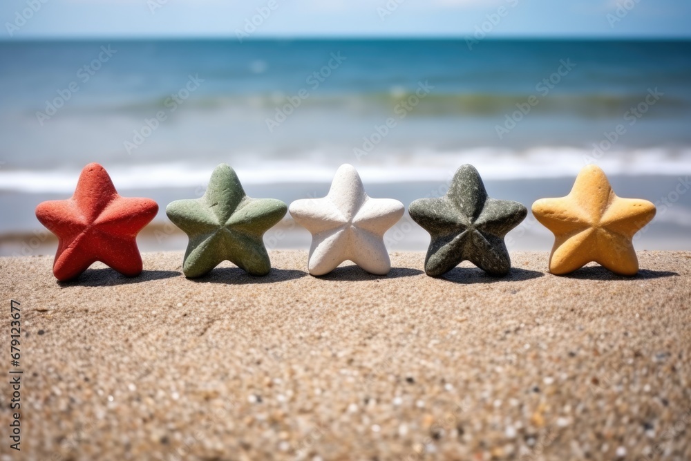 five-step star rating system depicted with beach pebbles Stock Photo ...