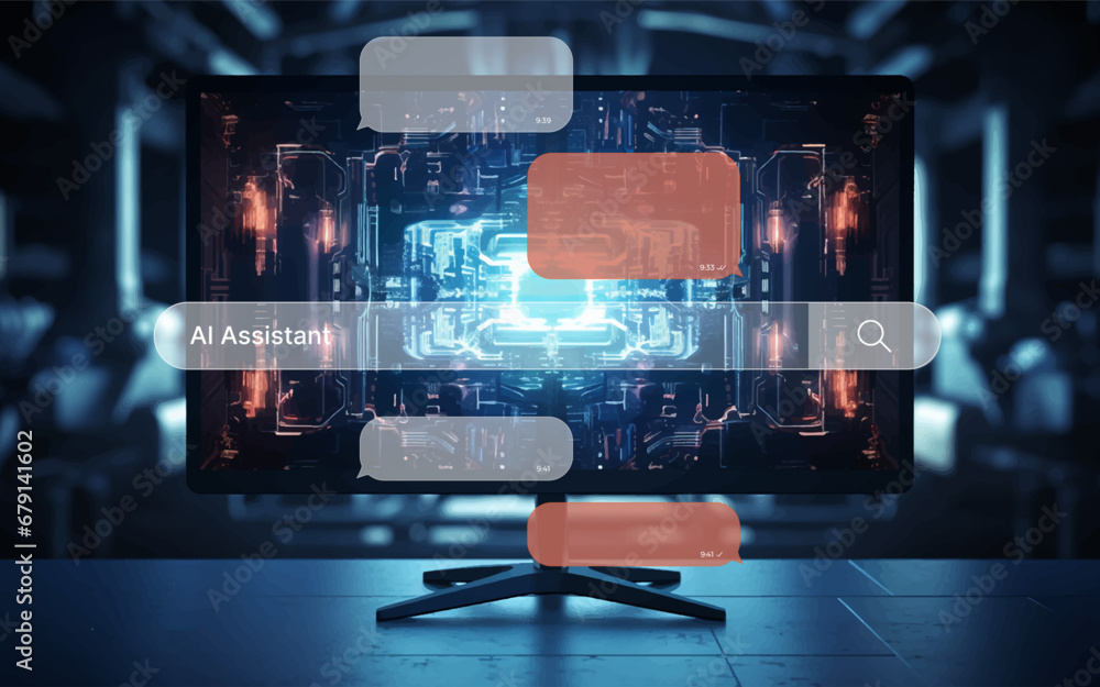 Chatbot Illustration Template, AI Chat Technology Communication ...