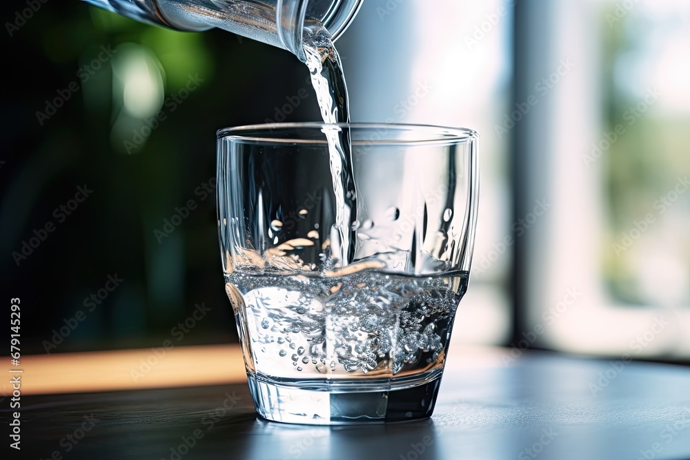 Quenching thirst. Crystal clear drinking water in nature embrace ...