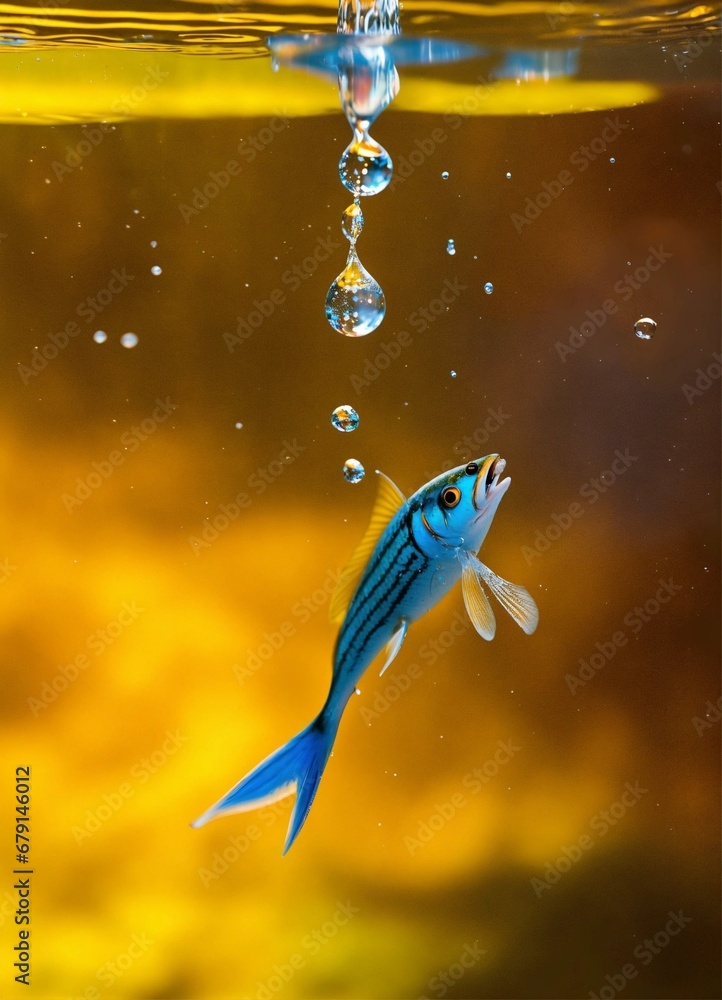 Foto de the water drop falls below the water surface, it morphs into a ...