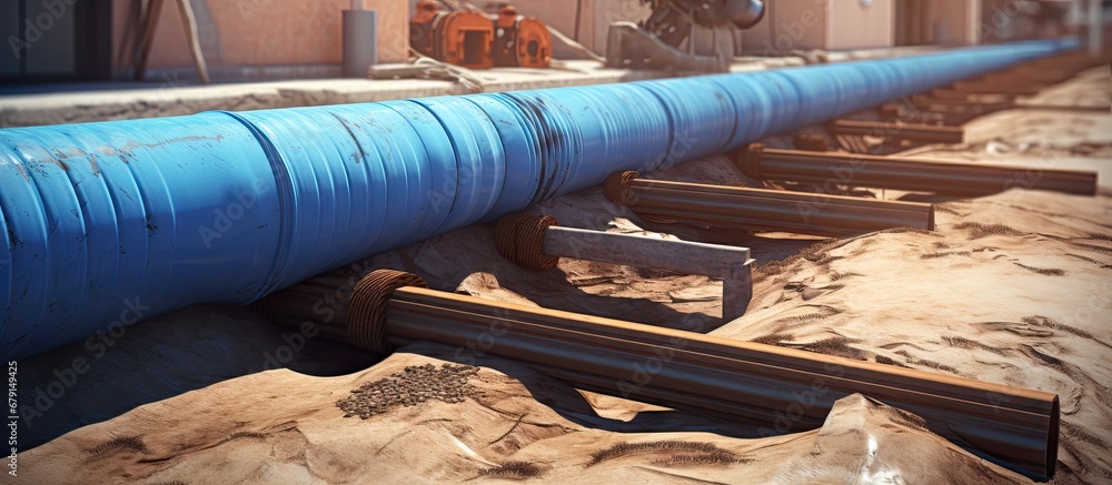 Installing underground heating water and sewer systems at a ...