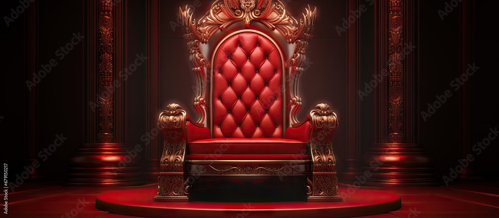 King s royal throne displayed on a pedestal in a 3D render Copy space ...