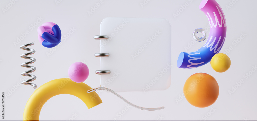 Announcement 3d banner template, communication concept. 3d rendering ...