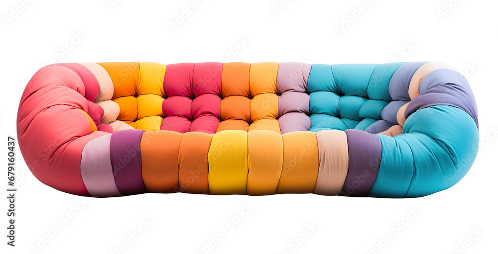 Ultra-modern multicolored tufted sofa with a playful wave design ...
